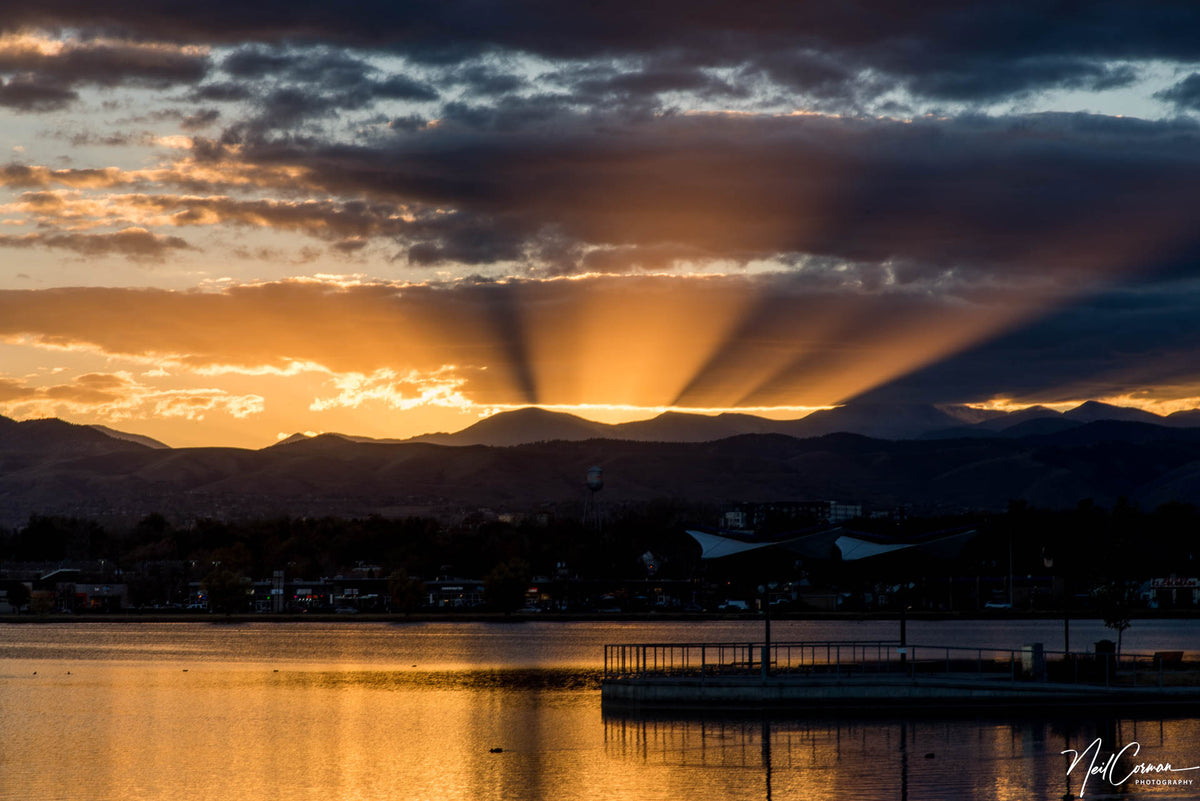 Sun Rays over Sloans Lake at Sunset Background – Neil Corman Photography